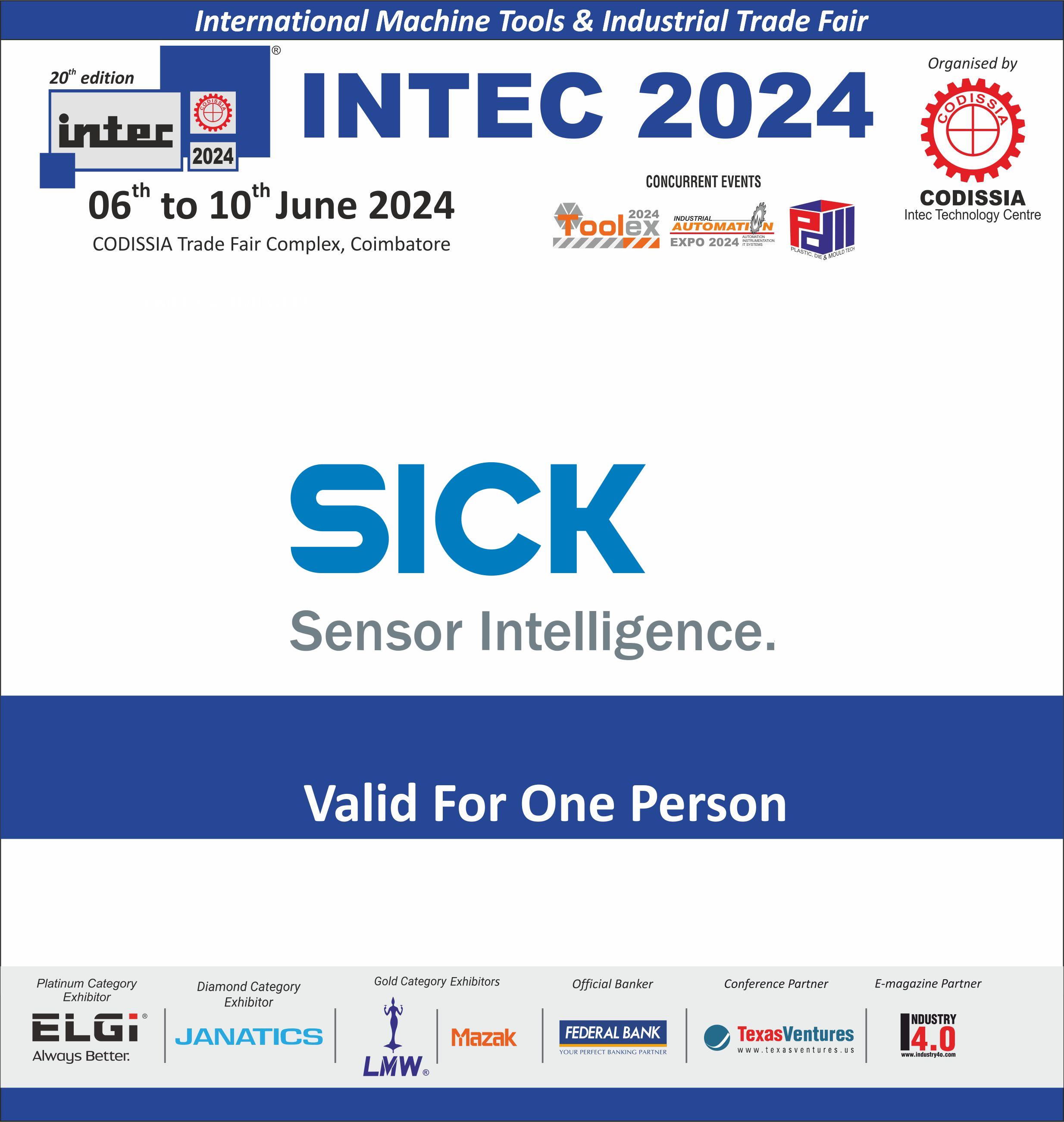 INTEC 2024 Invitation from SICK INDIA PVT LTD | Codissia Intec ...