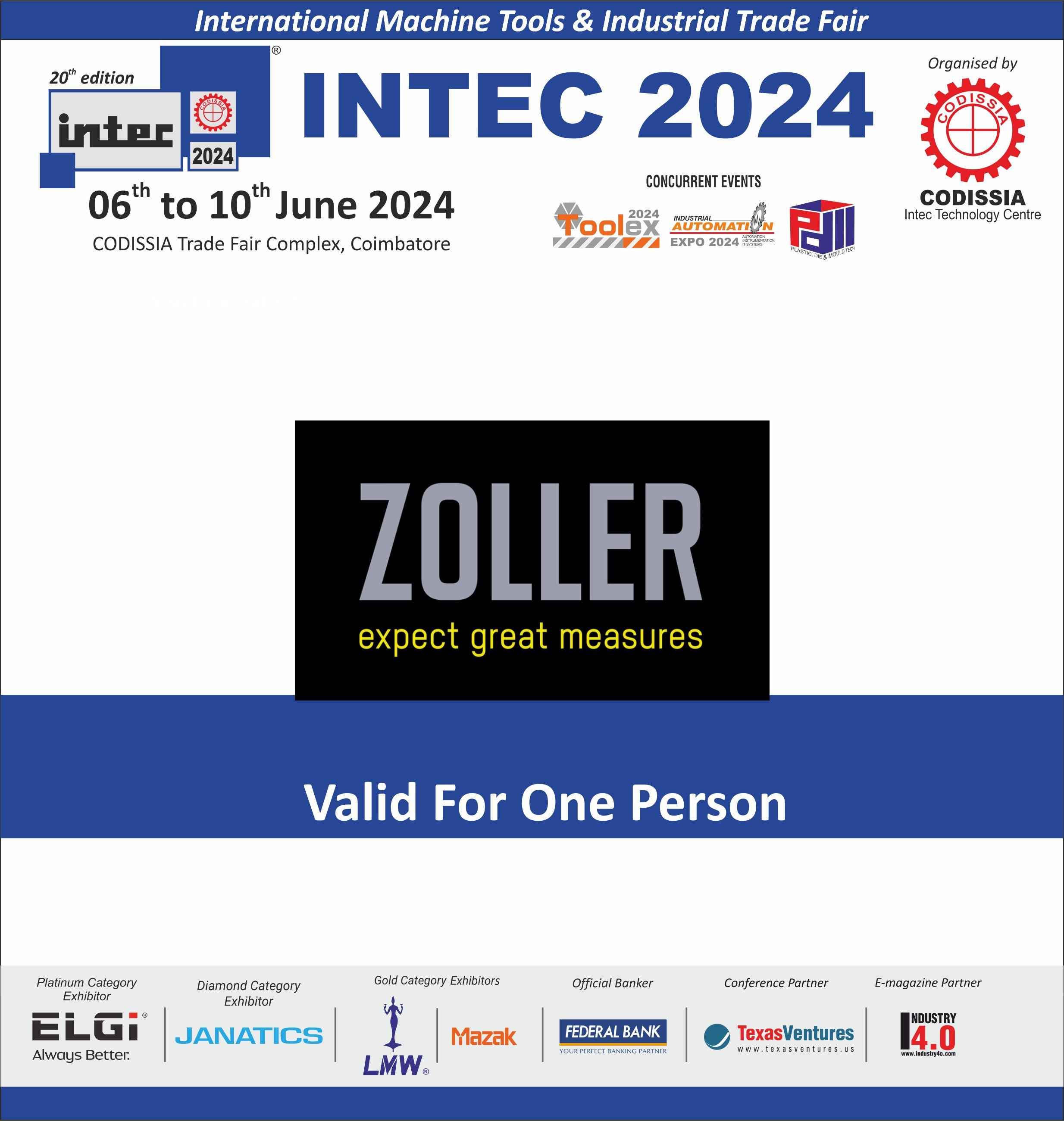 INTEC 2024 Invitation from ZOLLER India Pvt. Ltd | Codissia Intec ...