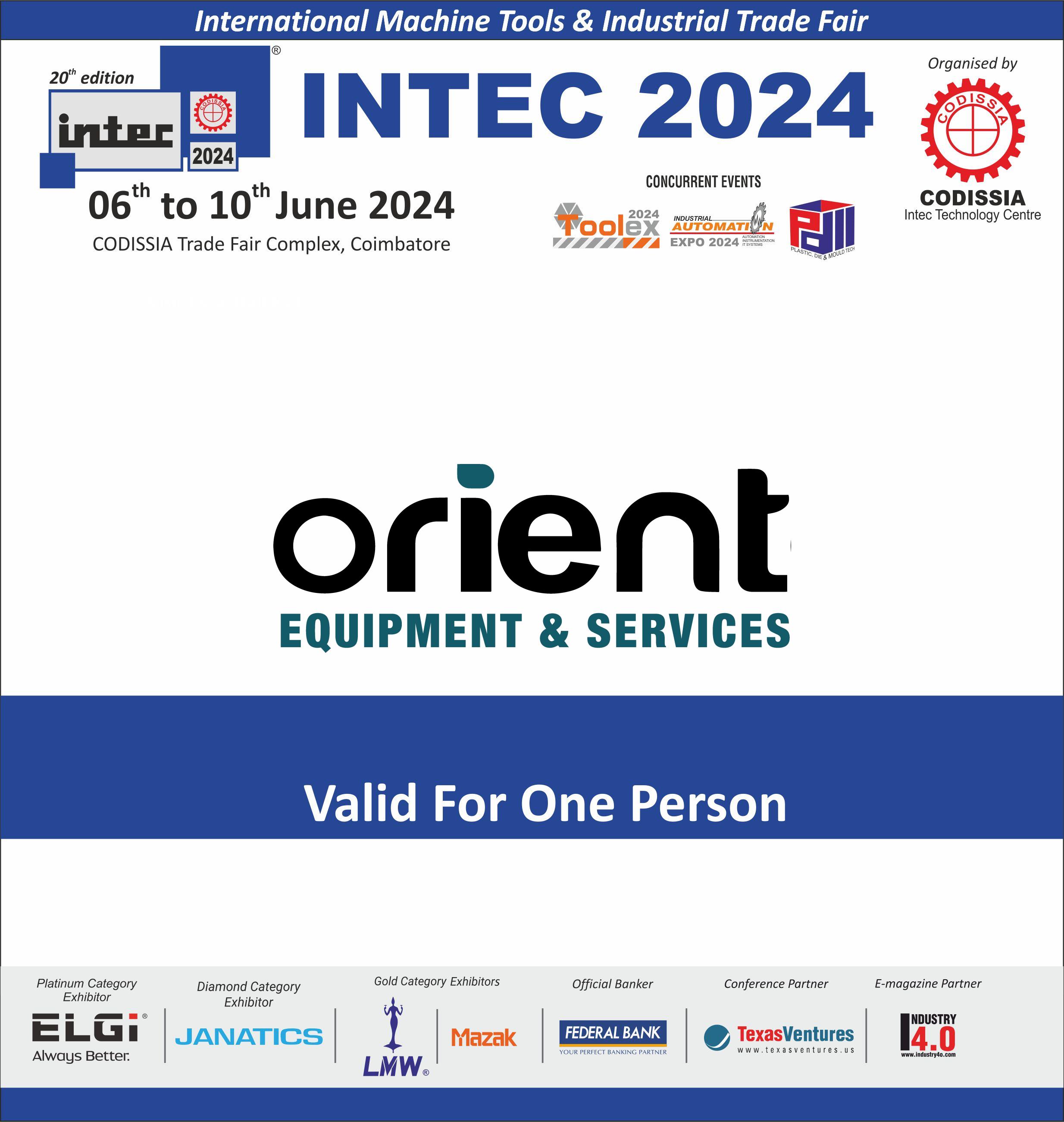 INTEC 2024 Invitation from ORIENT EQUIPMENT AND SERVICES | Codissia ...