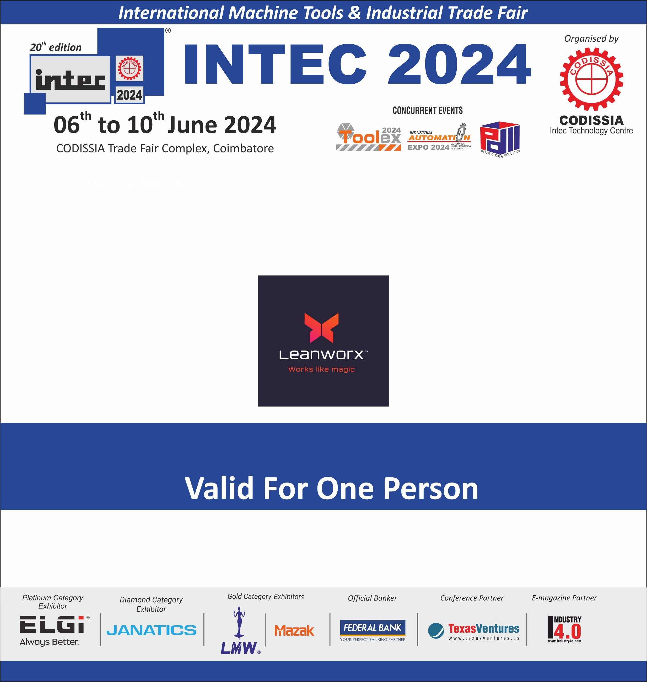 INTEC 2024 Invitation from LEANWORX TECHNOLOGIES PRIVATE LIMITED ...